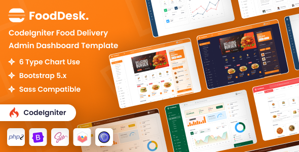 FoodDesk - CodeIgniter Online Food Delivery Admin Dashboard Template